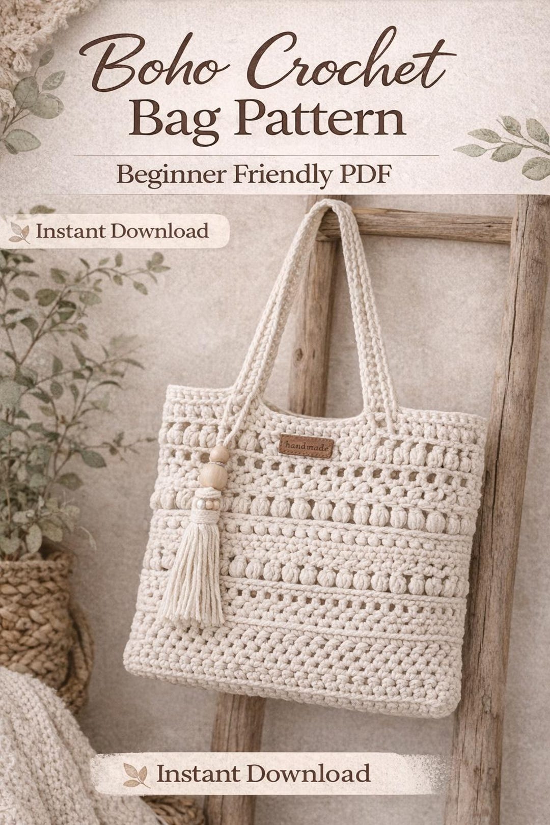 Boho Crochet Bag Pattern, Beginner Friendly Summer Tote (PDF Download ...