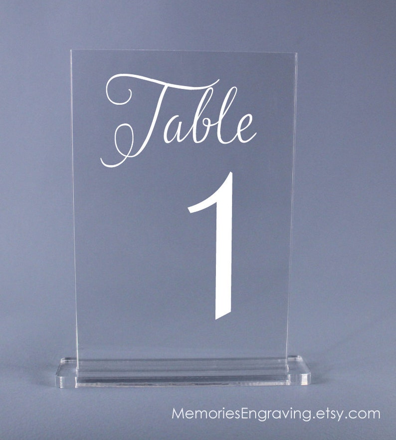 Simple Chic Romantic Table Numbers Engraved Acrylic for | Etsy