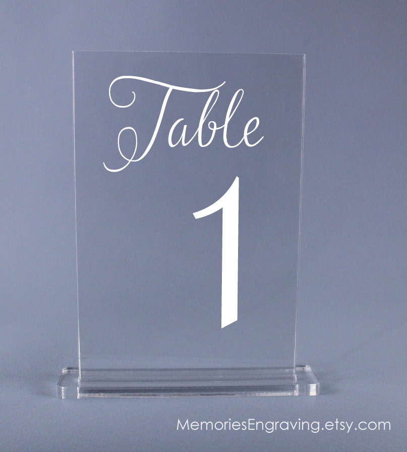 Simple Chic Romantic Table Numbers Engraved Acrylic for | Etsy