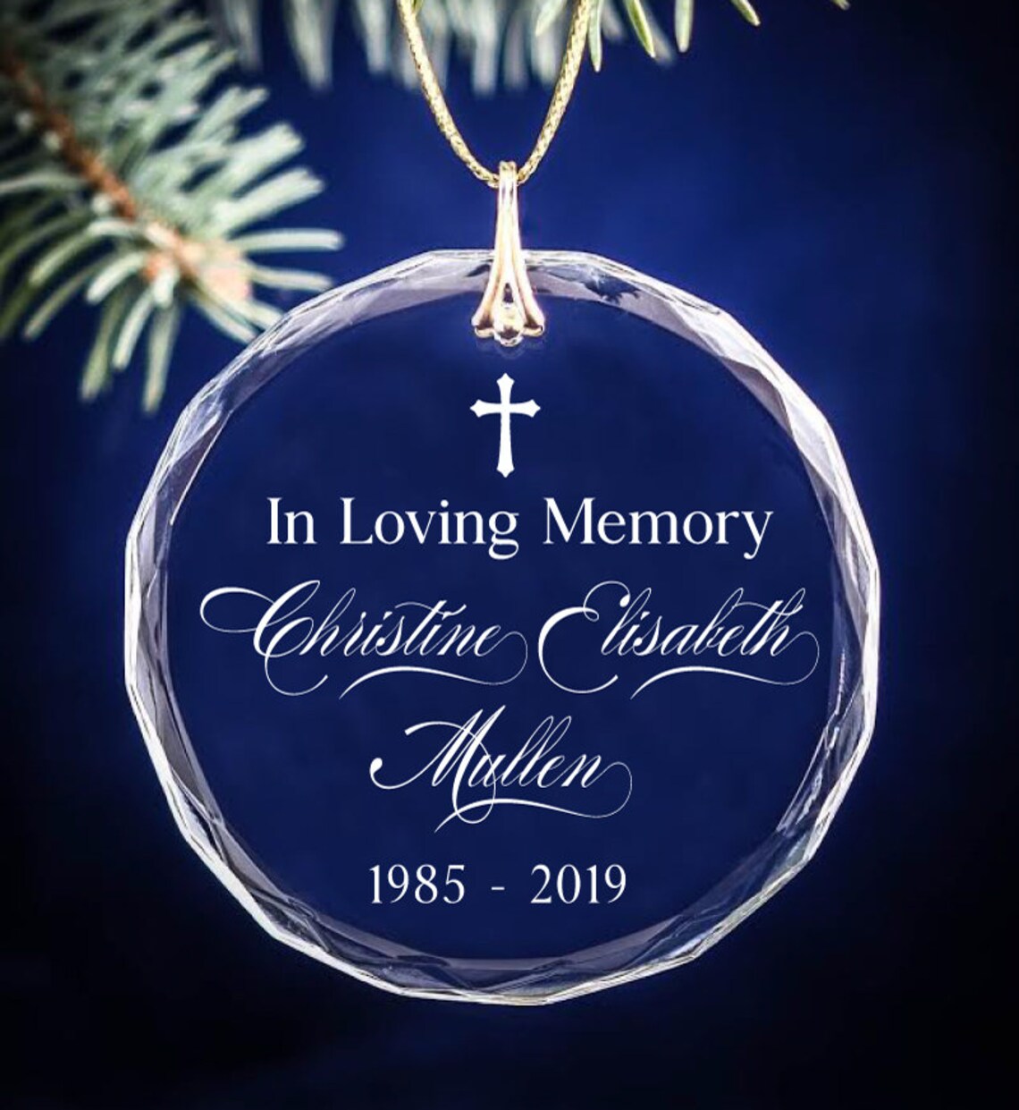 With Cross in Loving Memory Engraved Round Personalized With | Etsy