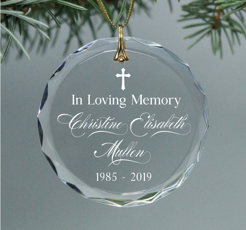 With Cross in Loving Memory - Engraved Round Personalized With Name and ...