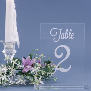 Table Numbers Simple Elegant - Clear Engraved Acrylic for Receptions ...