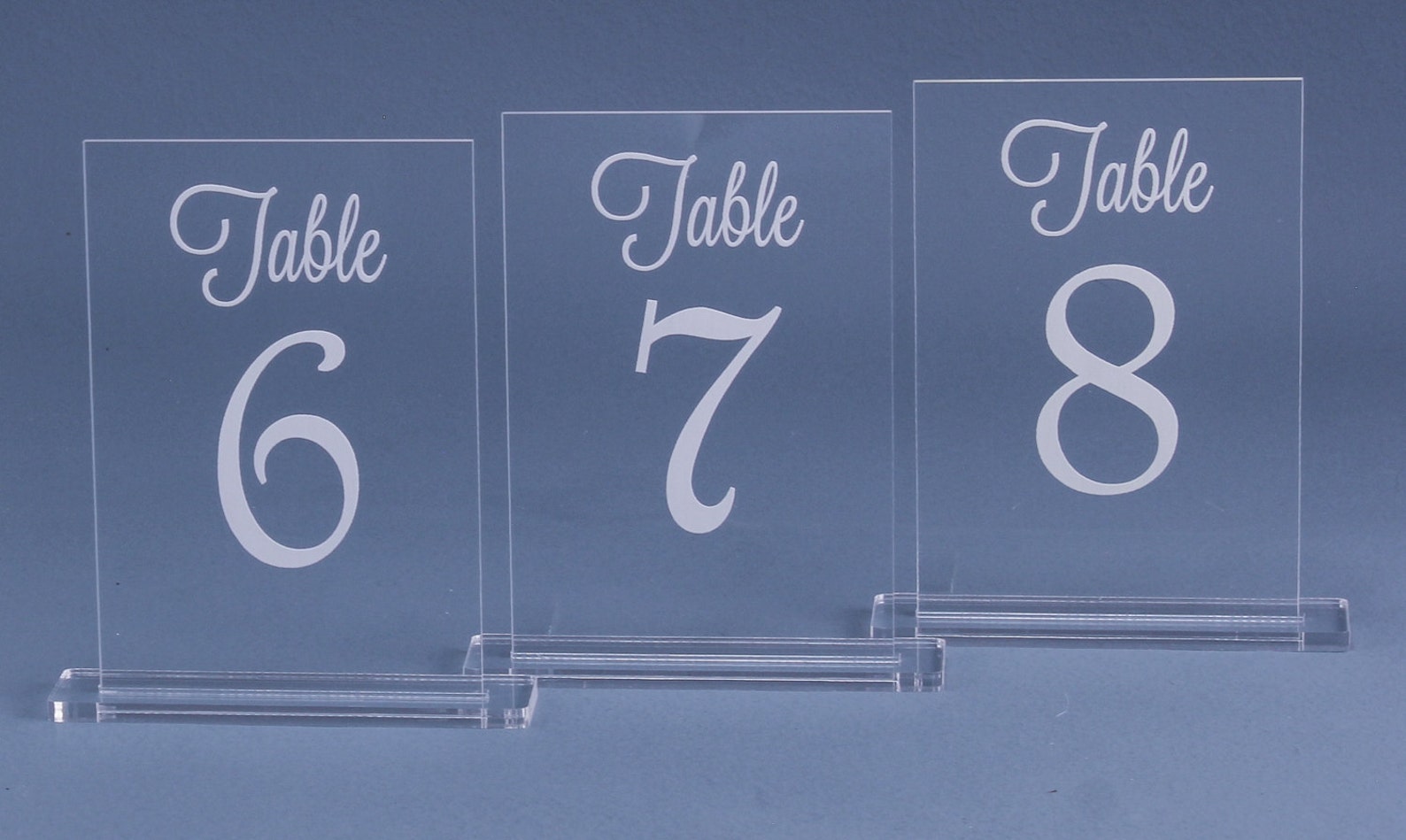 Table Numbers Simple Elegant - Clear Engraved Acrylic for Receptions ...