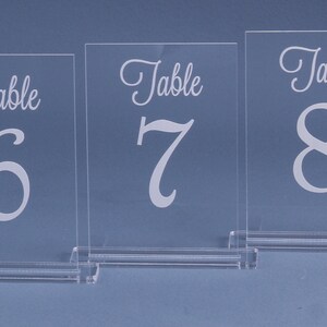 Table Numbers Simple Elegant - Clear Engraved Acrylic for Receptions ...