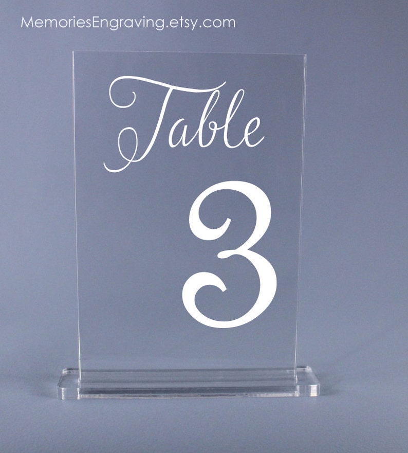 Simple Chic Romantic Table Numbers Engraved Acrylic for - Etsy