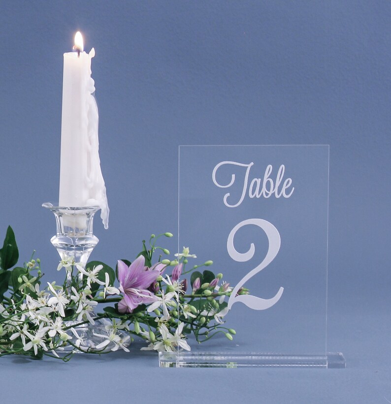 Table Numbers Simple Elegant - Clear Engraved Acrylic for Receptions ...