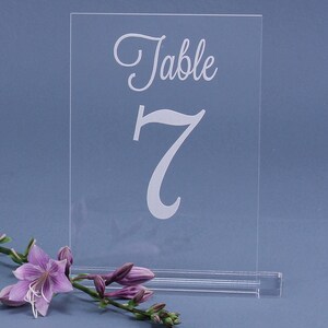 Table Numbers Simple Elegant - Clear Engraved Acrylic for Receptions ...