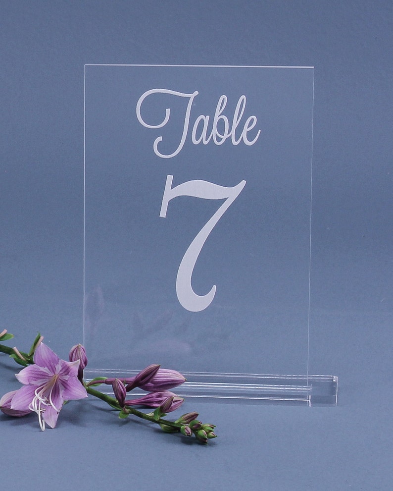 Table Numbers Simple Elegant - Clear Engraved Acrylic for Receptions ...