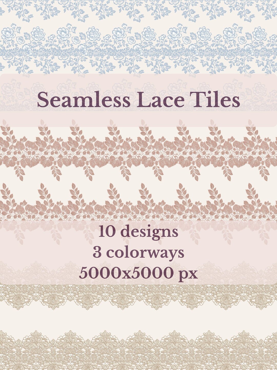 Seamless Lace Tiles - Vintage Regency Lace Patterns and Borders, Square ...