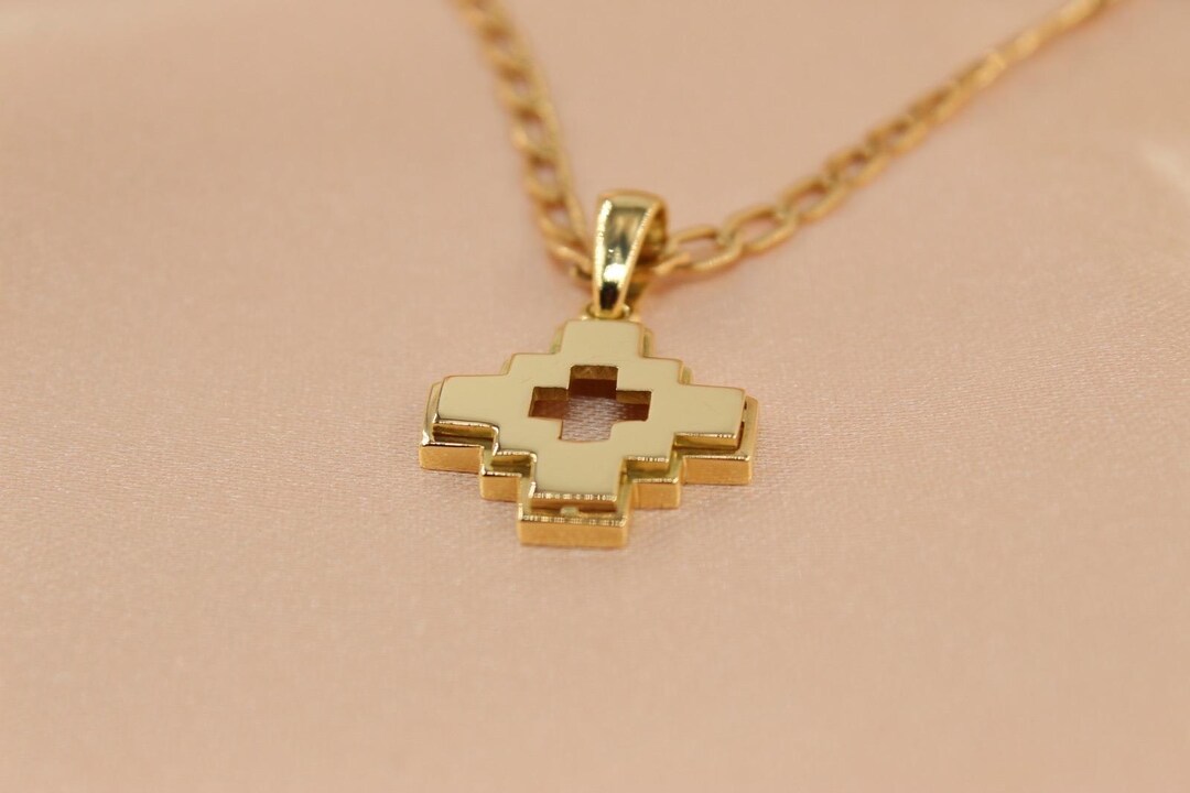 18K Solid Gold Andean Chakana Pendant – Handmade Peruvian Inca Cross ...