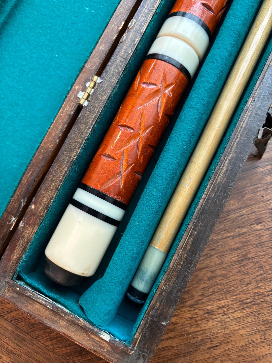 Vintage Carved Wooden Billiards Pool Cue Stick With Wooden Case - Etsy