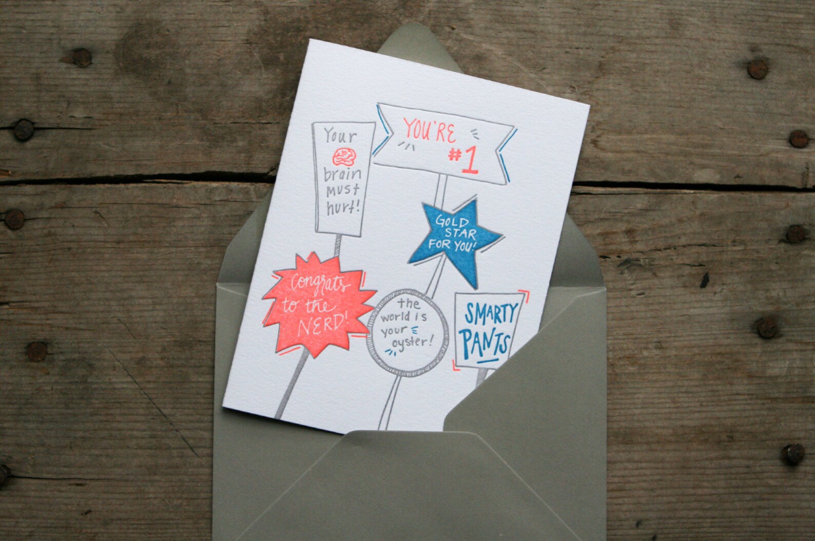 Congrats to the Nerd Graduation Letterpress Single Card - Etsy