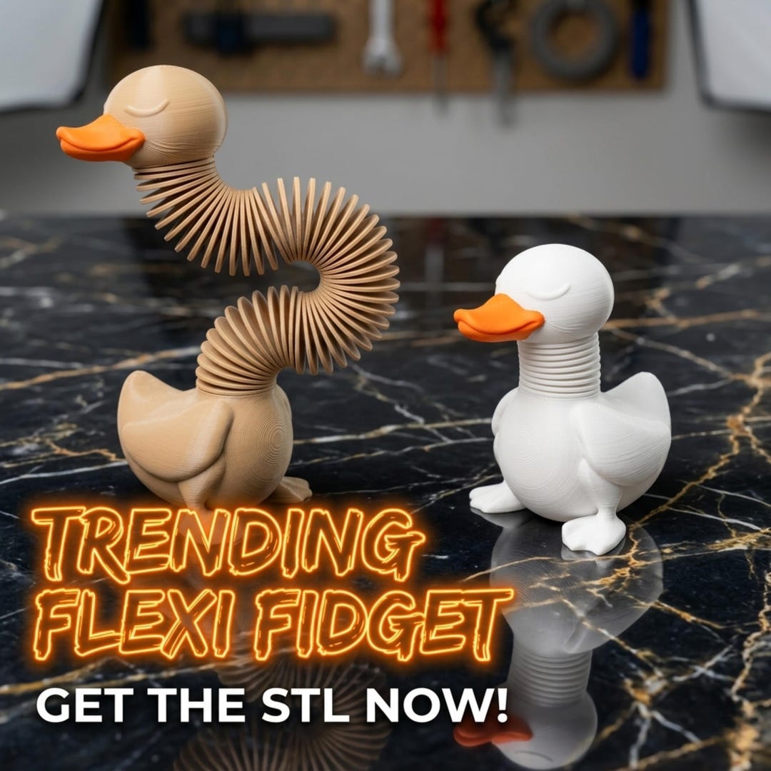 Flexi Slinky Duck STL, 3D Printed Fidget Toy, Print in Place STL File ...