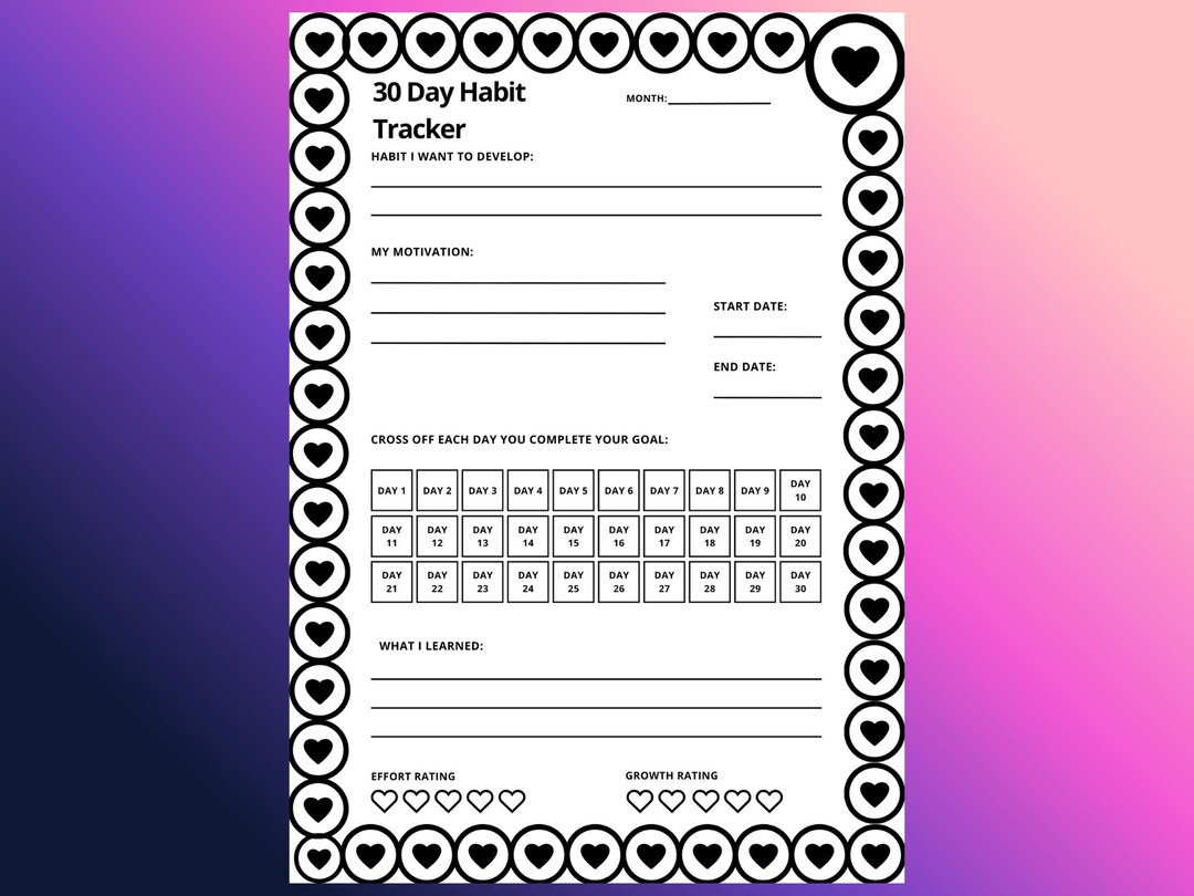 30-day Habit Tracker - Etsy