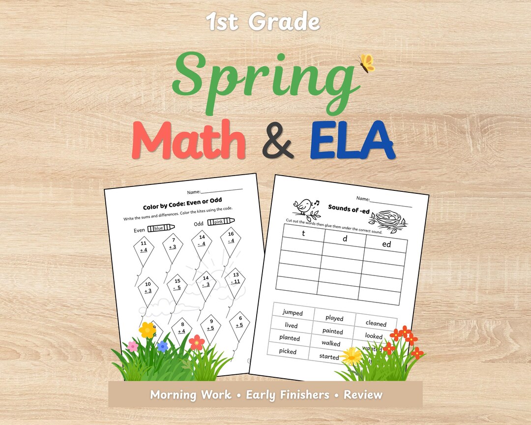 1st Grade Spring Math ELA Worksheets | Morning Work, Early Finishers ...