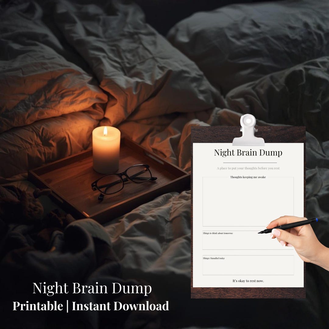 Night Brain Dump Printable | Calm Racing Thoughts Before Bed | Anxiety ...
