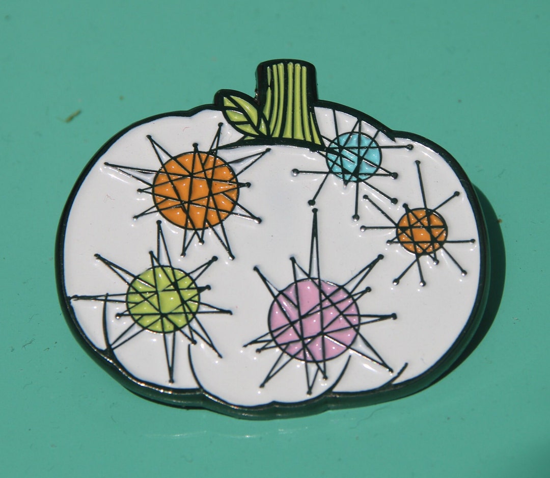 Retro Mod Atomic Sputnik Style Pumpkin Lapel Pin / Button - Kitschy ...