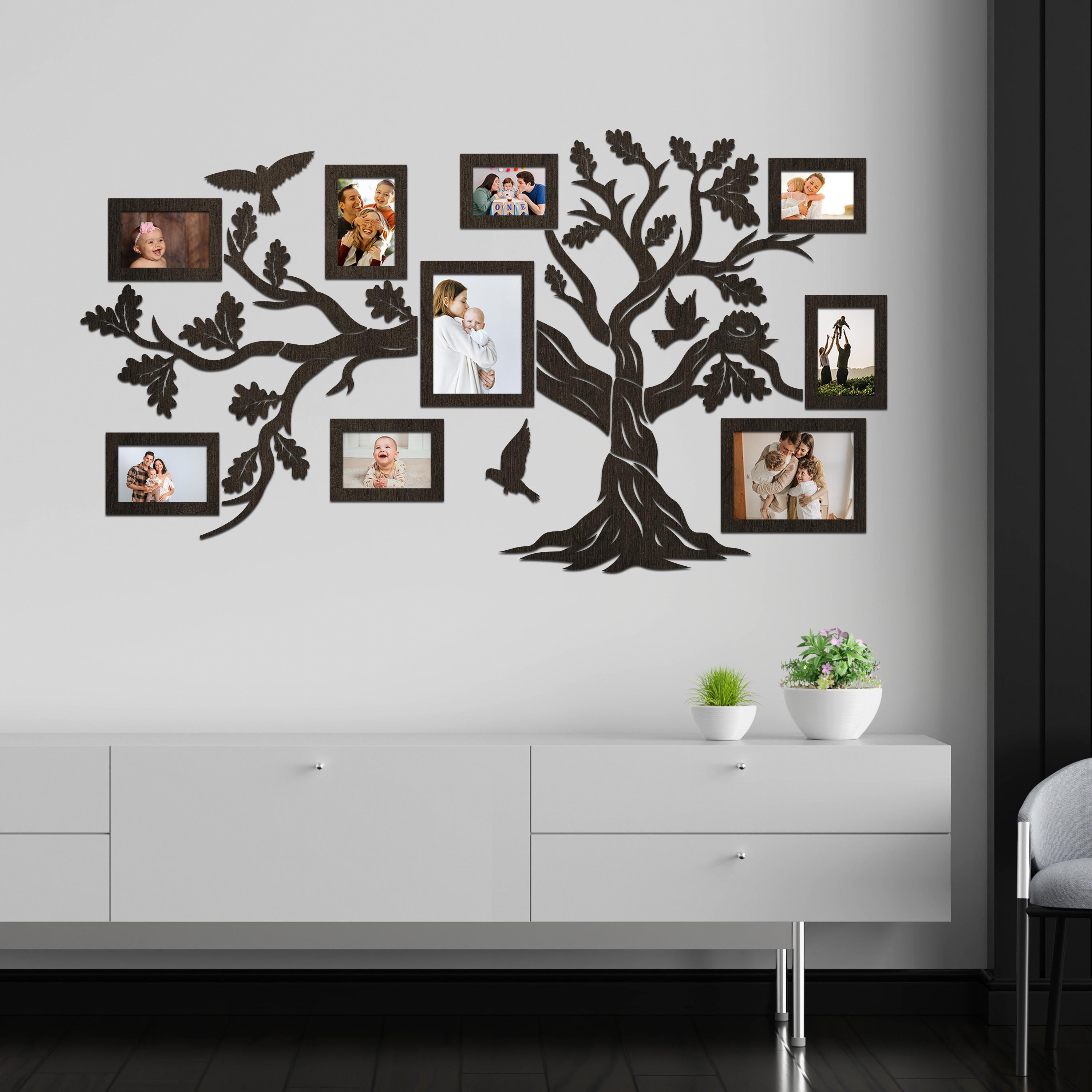Family Tree Wall Art, Family Tree Photo Collage, Wooden Family Tree ...