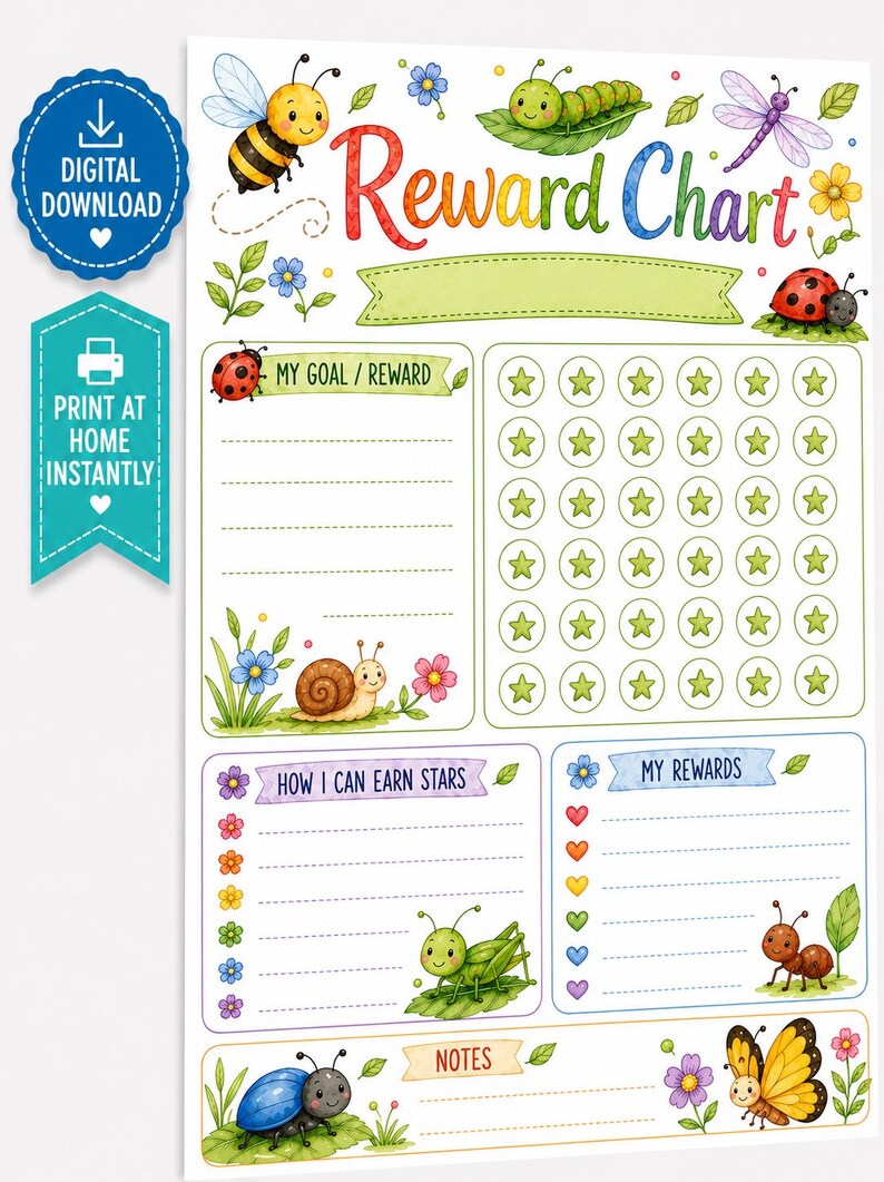 Bug Insect Reward Chart Printable | Bug Insect Reward Chart for ...