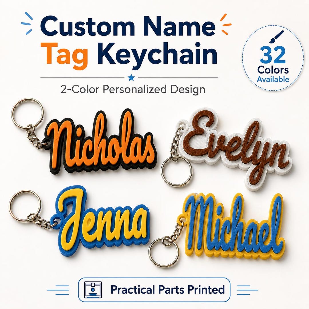 Custom Name Tag Keychain | Personalized Backpack Tag | 2 Color Name ...