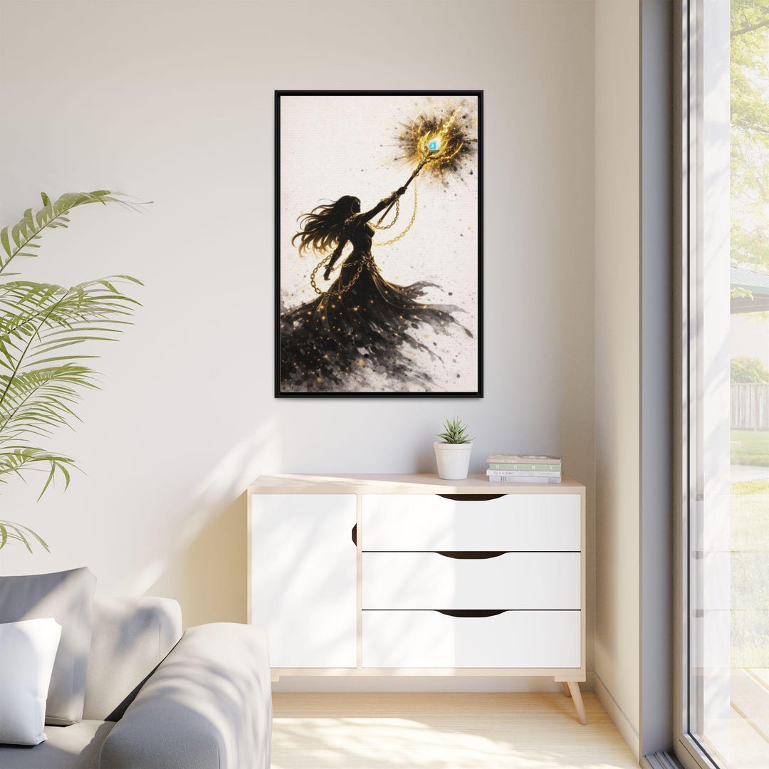 Ink Splash Divine Mage Canvas Wall Art / Chained Holy Sorceress ...