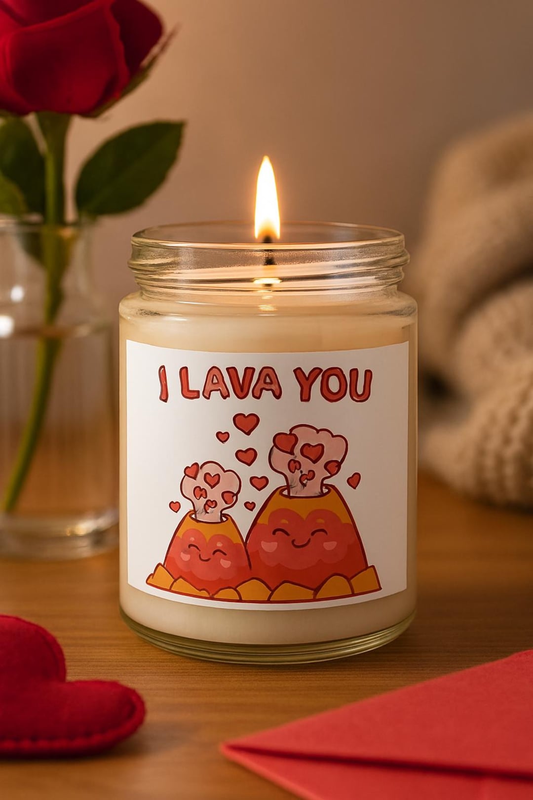 I Lava You Volcano Candle | Cartoon Pun Gift - Etsy