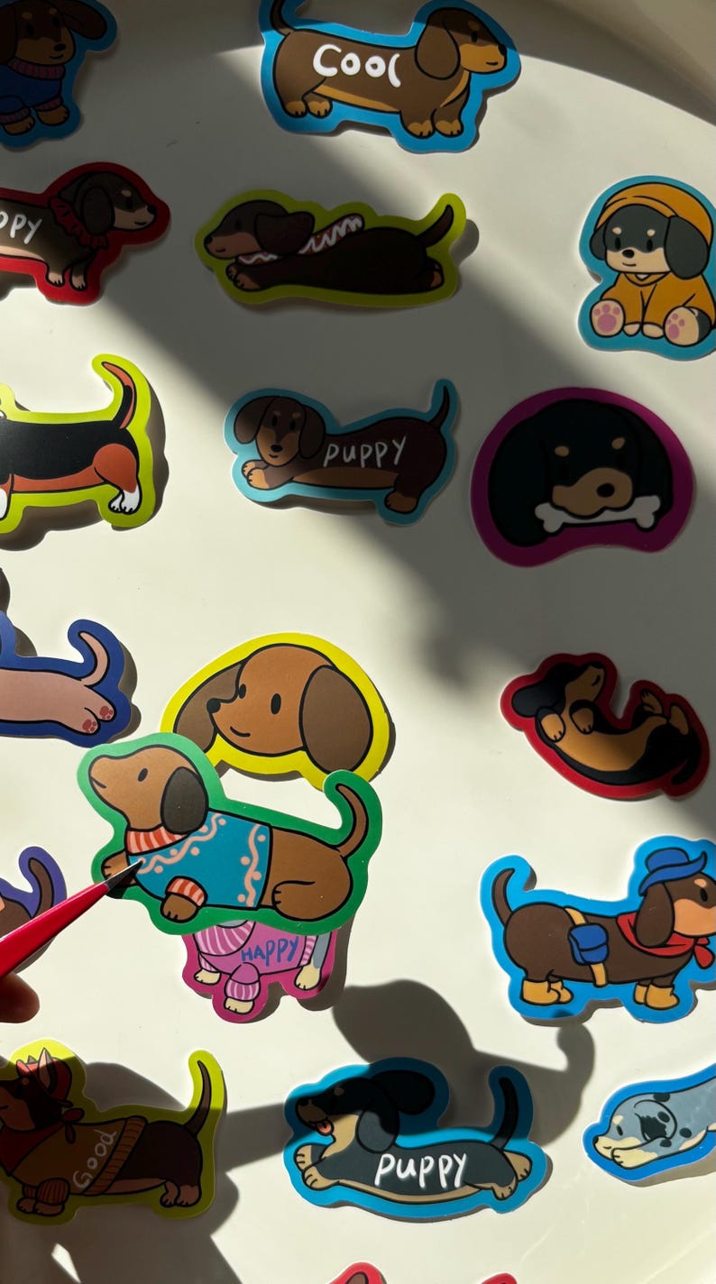 Dachshund Puppy Stickers, Wiener Dog Mystery Pack, Laptop Decals, Pet ...