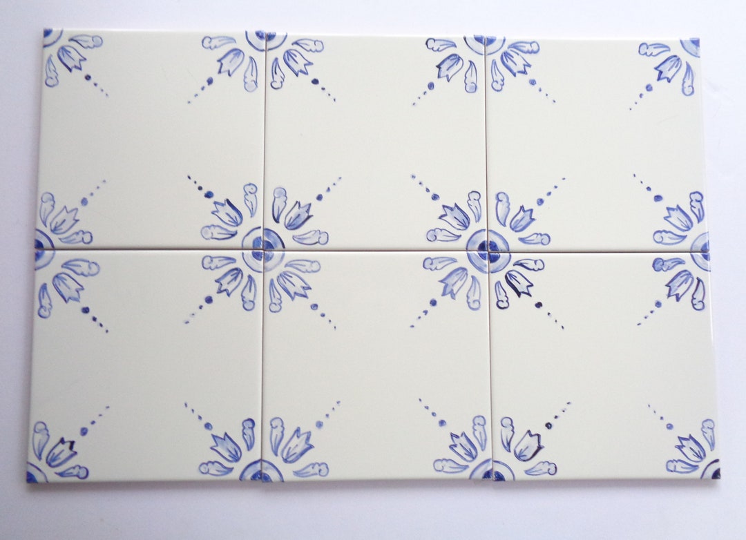 Blue and White Delft Style Handpainted Tiles - 6x6 - Etsy