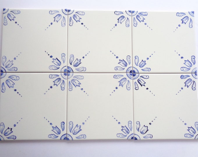 Blue and White Delft Style Handpainted Tiles - 6x6 - Etsy
