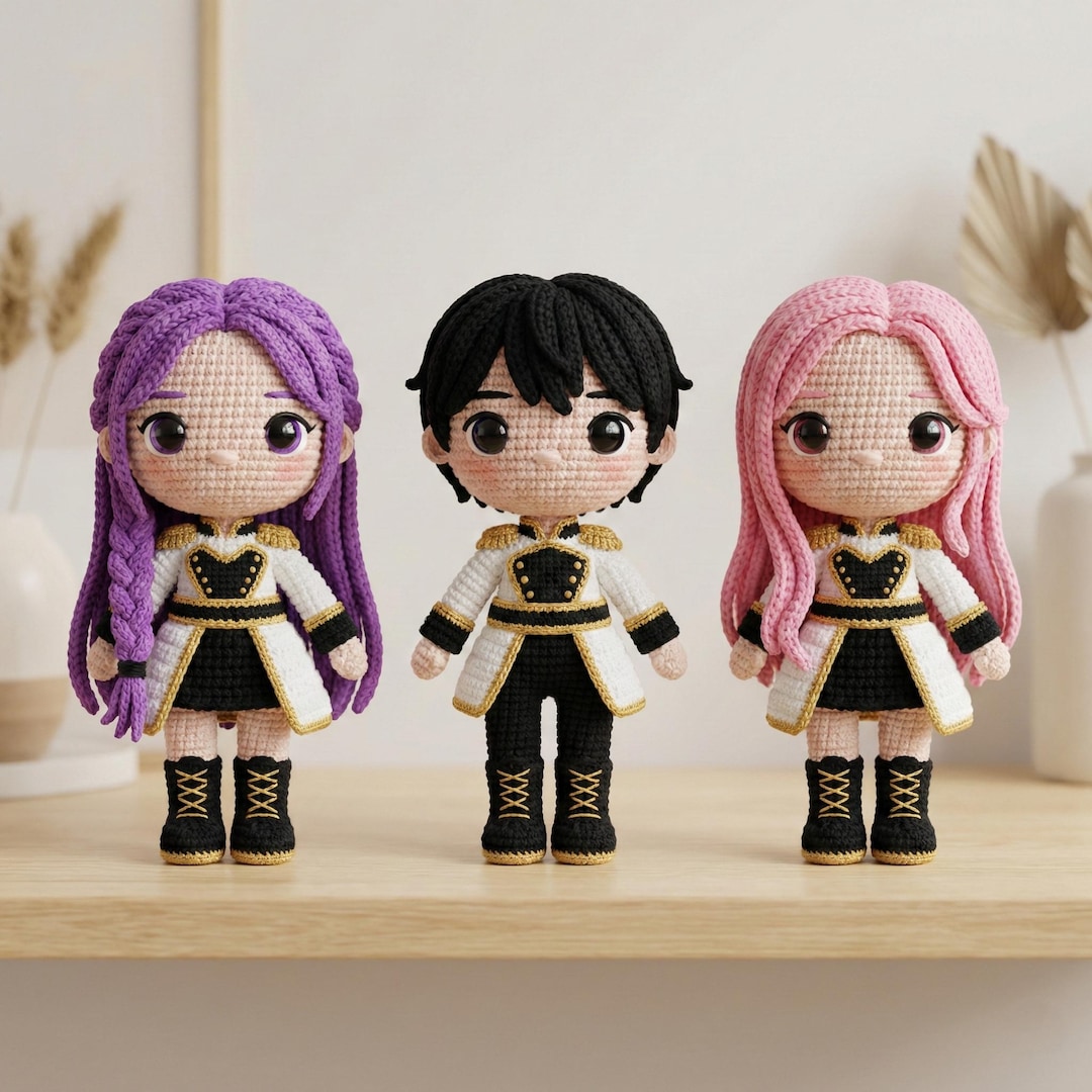 Crochet Pattern Kpop Demon Hunters– KPOP, Girl Group Crochet Dolls ...