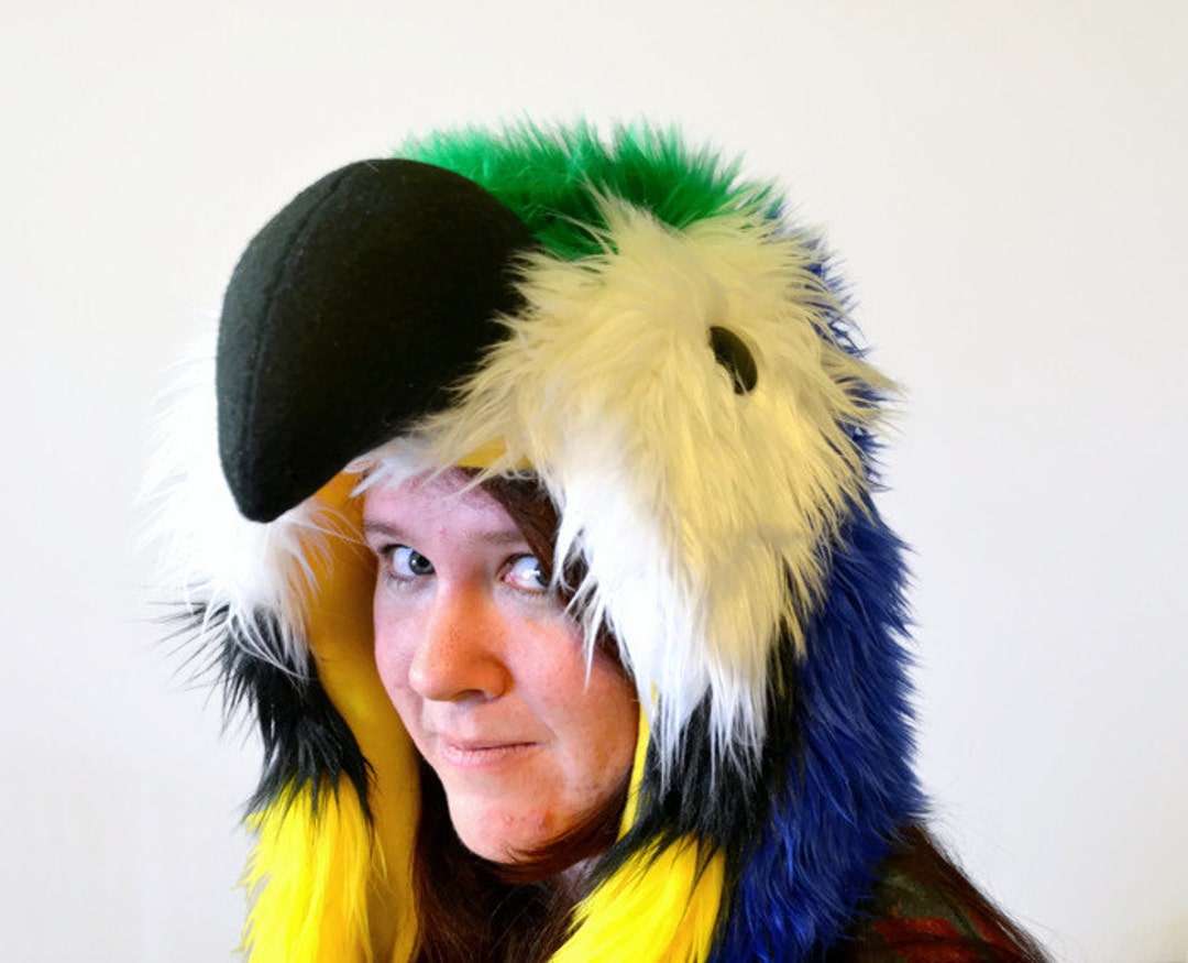 Blue and Gold Macaw Scoodie | Parrot Hood | Parrot Costume - Etsy