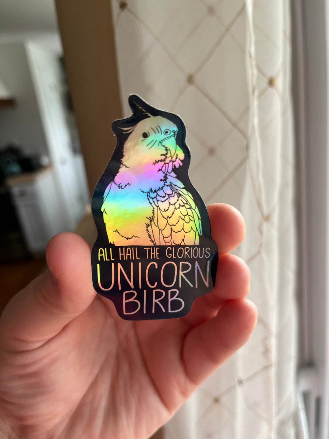 Cockatiel Sticker | Glorious Unicorn Birb Sticker | Holographic Sticker ...