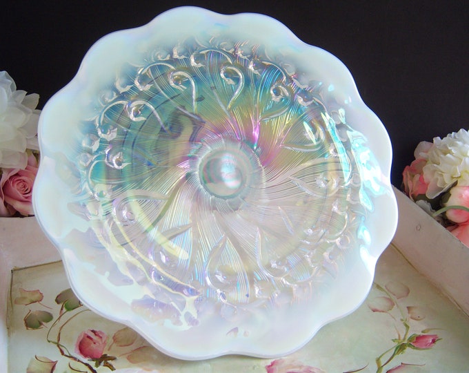 Fenton Opalescent "lily of the Valley" Cake Stand - Fenton Opalescent ...
