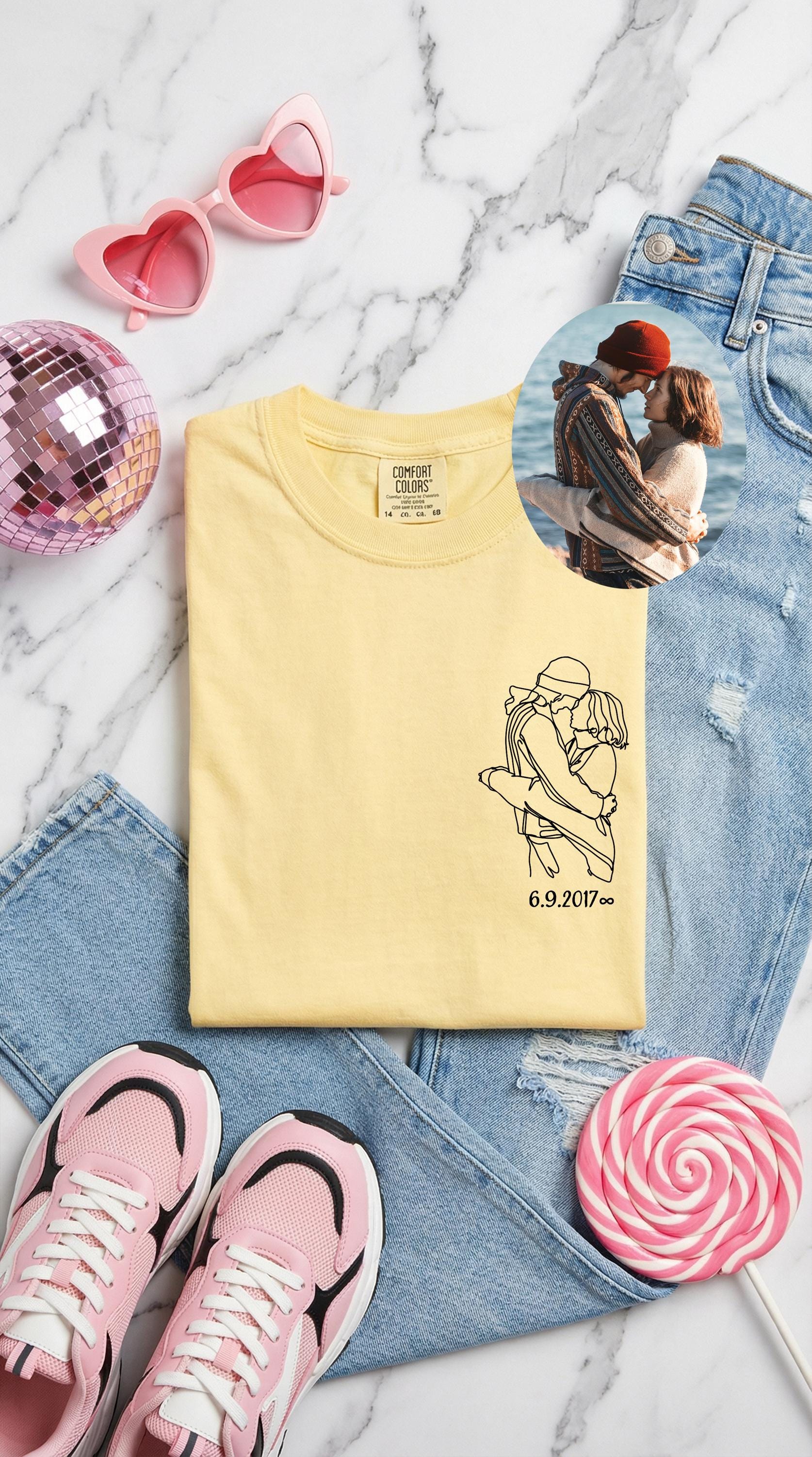 Custom Portrait Comfort Colors® Shirt: Line Art Tee, Personalized ...