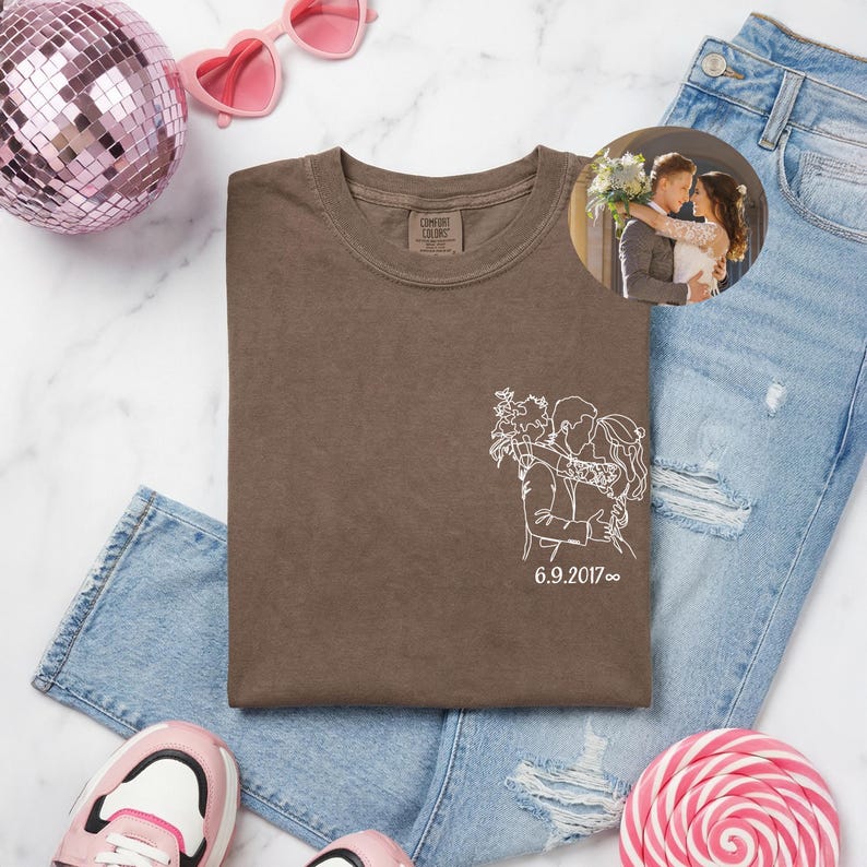Custom Portrait Comfort Colors® Shirt: Line Art Tee, Personalized ...