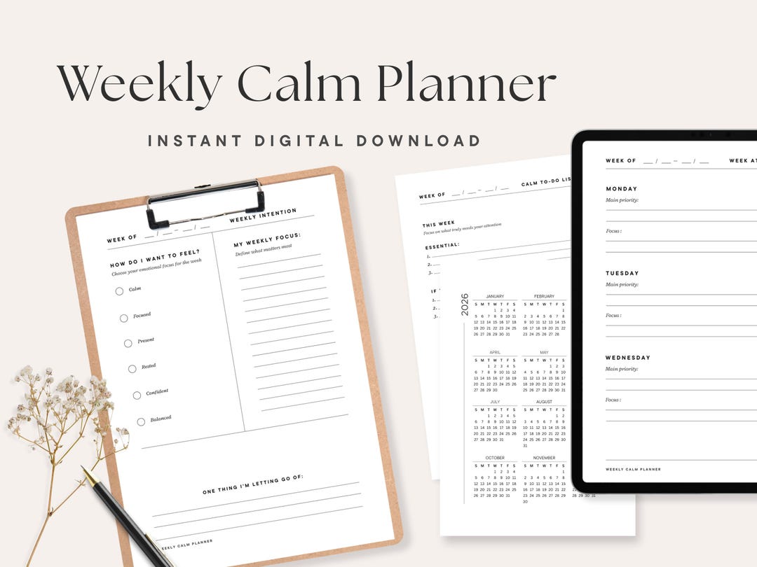 Weekly Calm Planner Printable | Mindful Reflection Planner | Grounded ...