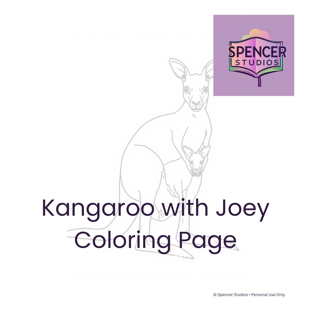 Kangaroo With Joey Coloring Page • Australian Animal Printable • Kids ...