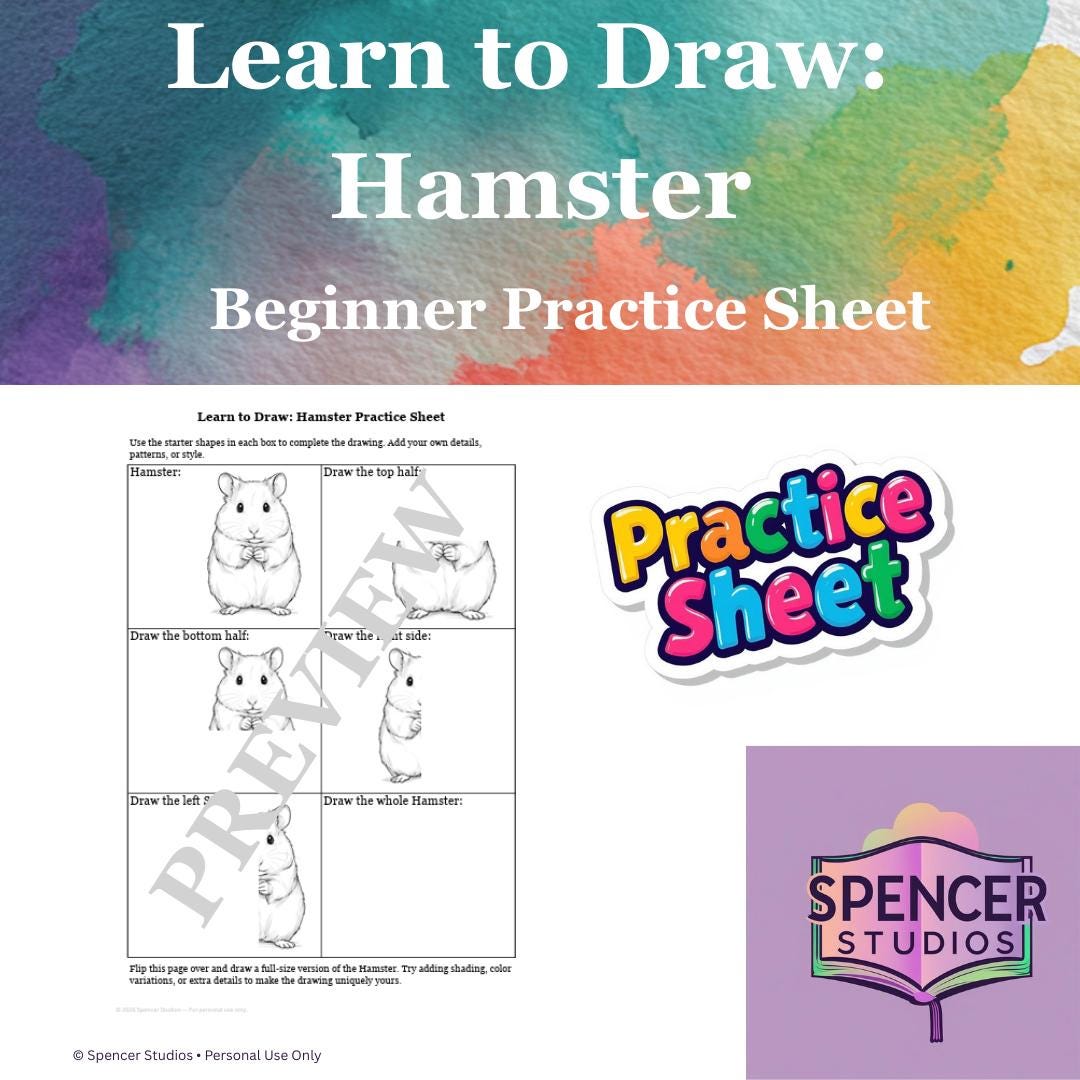 Learn to Draw a Hamster – Step‑by‑step Drawing Practice Sheet for Kids ...