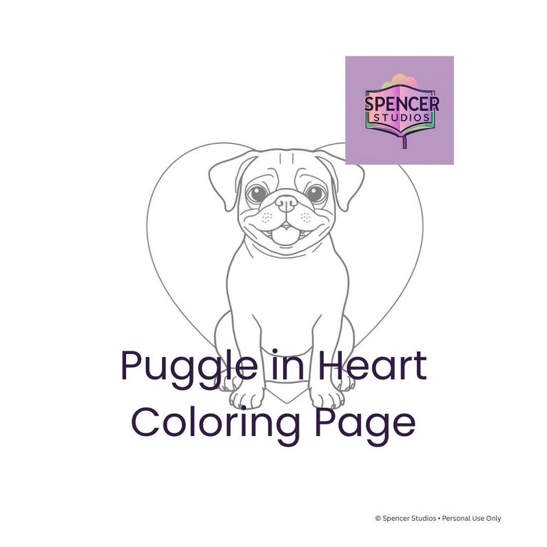 Puggle in Heart – Cute Dog Coloring Page for Kids & Adults - Etsy
