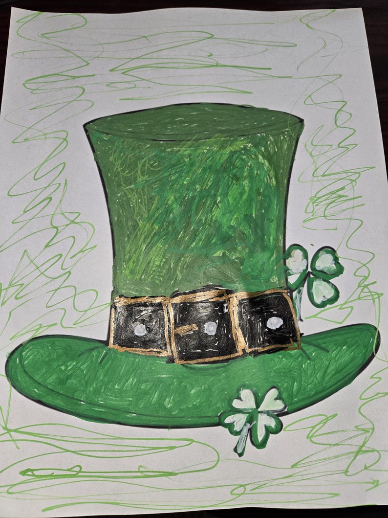 St. Patrick’s Day Leprechaun Hat Coloring Page • Shamrock Top Hat ...