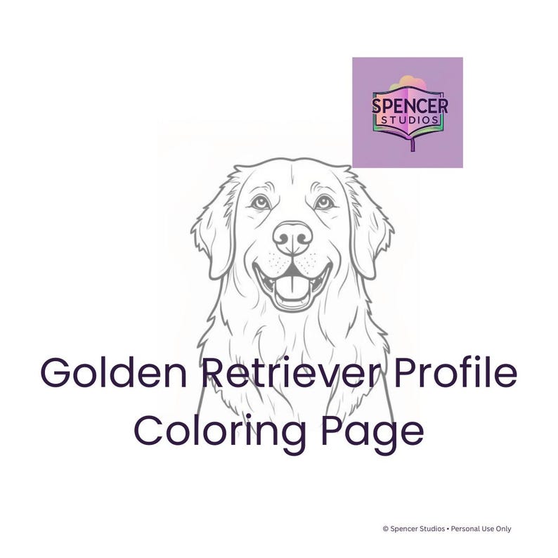 Golden Retriever Coloring Page Dog Profile Line Art Golden Retriever ...