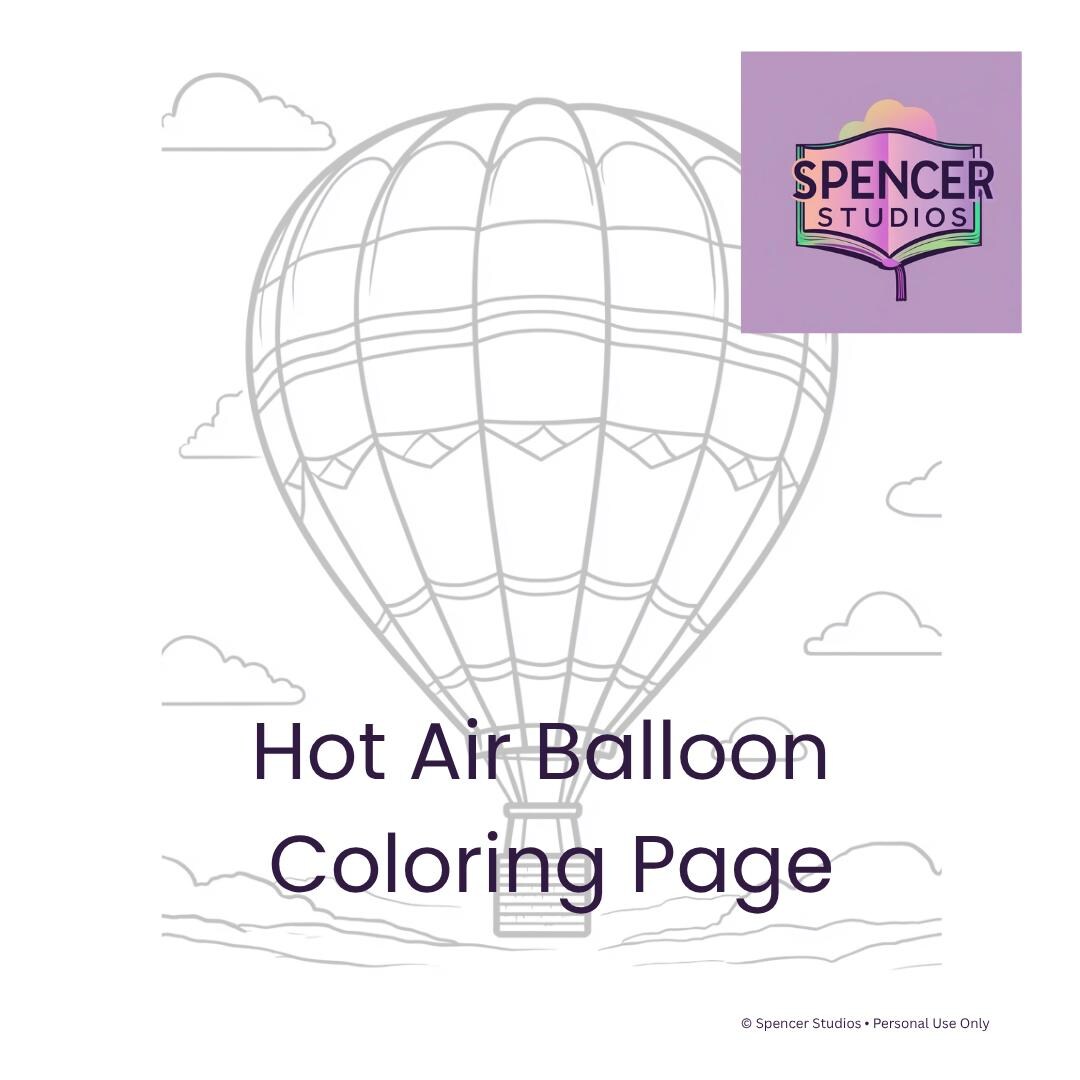Hot Air Balloon Coloring Page – Whimsical Balloon Scene Printable for ...