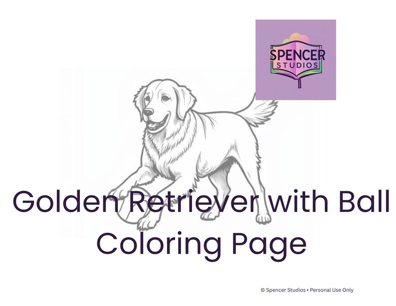 Golden Retriever Coloring Page – Dog Playing With Ball – Cute Printable ...