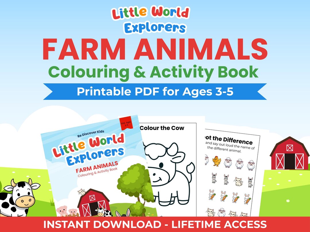 Farm Animals Activity Book for Toddlers Ages 3–5 | Printable Preschool ...
