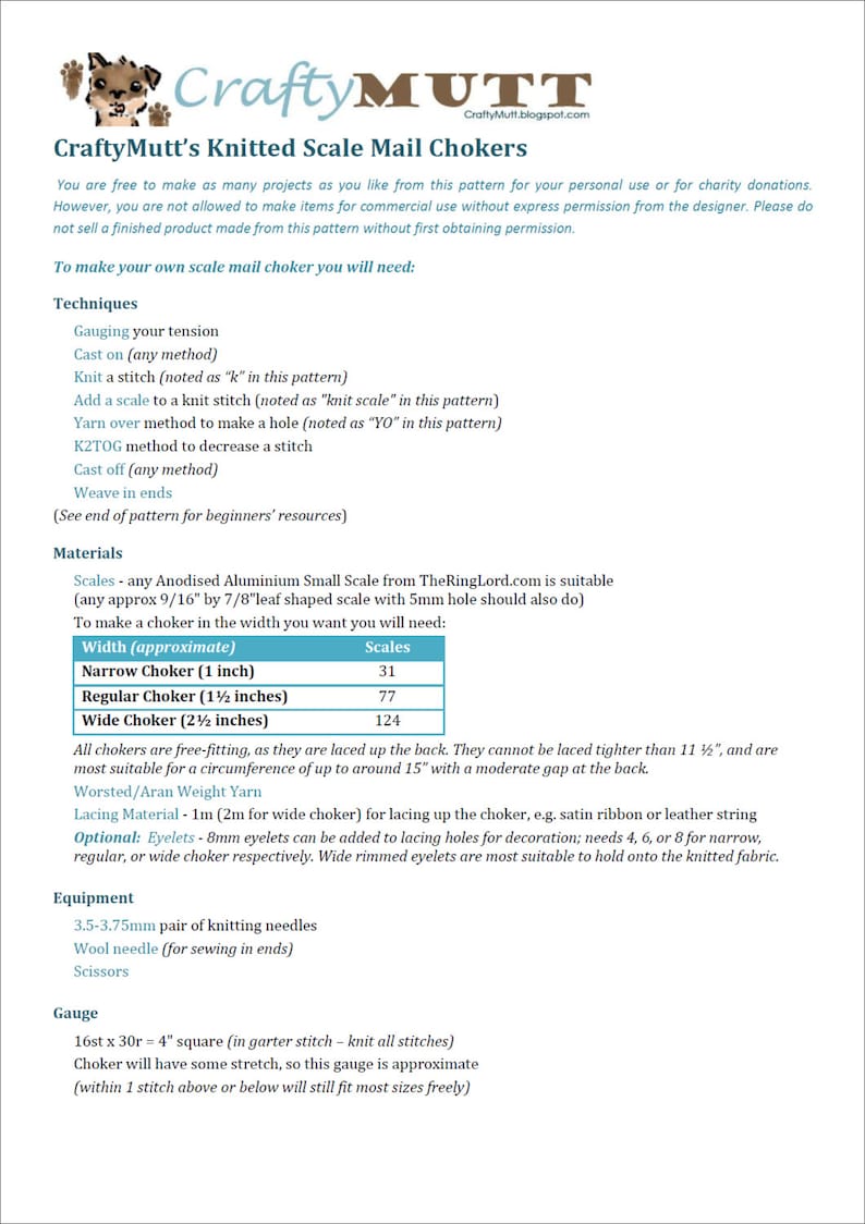 Knit Your Own Scale Mail Choker With Craftymutt's Simple Knitting ...