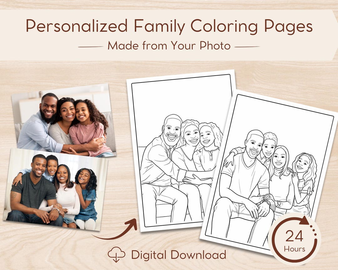 Personalized Family Coloring Pages From Photo | Custom Family Coloring ...