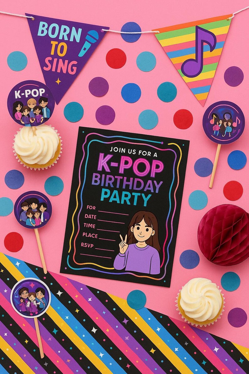 K-pop Birthday Party Printable Pack – Anime Decorations, Cake Toppers ...