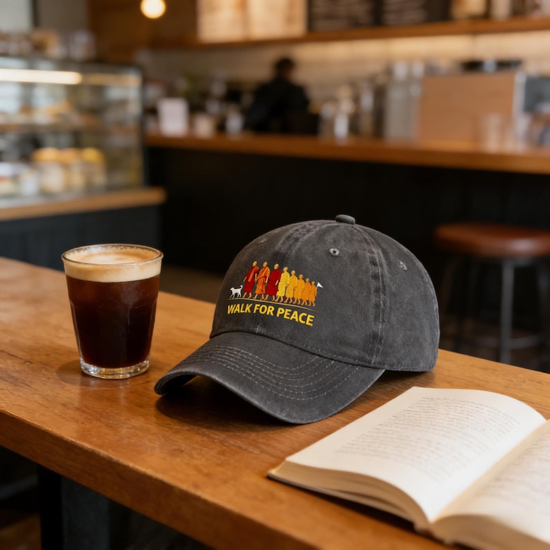 Walk for Peace Washed Cotton Baseball Cap, Buddhist Monks Zen Hat ...