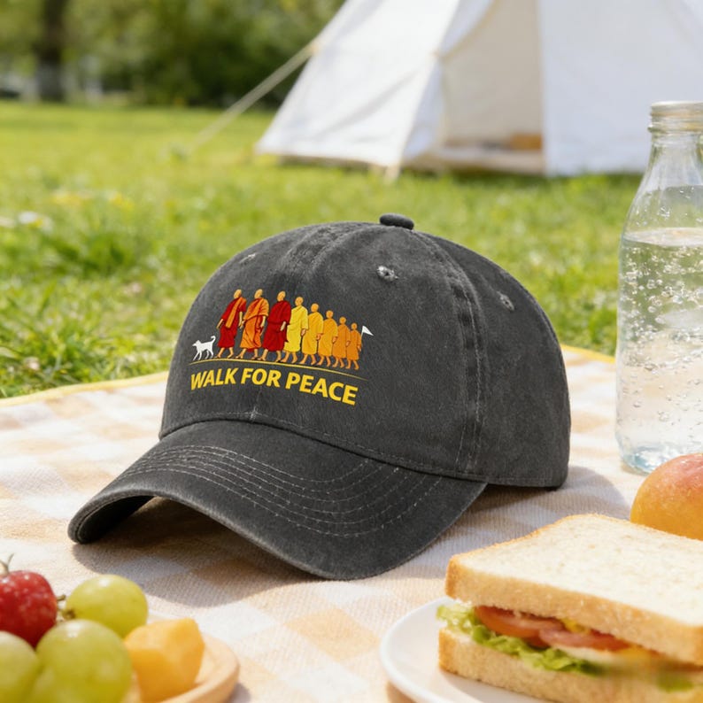 Walk for Peace Washed Cotton Baseball Cap, Buddhist Monks Zen Hat ...
