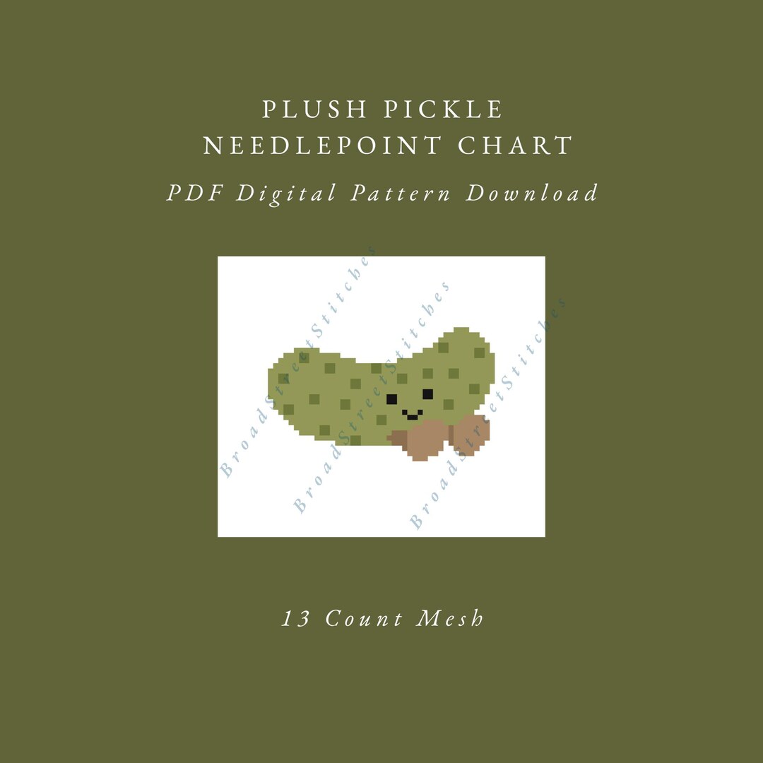 Plush Pickle Needlepoint Chart - PDF Digital Pattern Download (13 Mesh ...